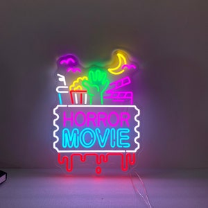 Horror Movie Neon Sign, Scary Movie Neon Sign, Movie Cinema LED Light ...