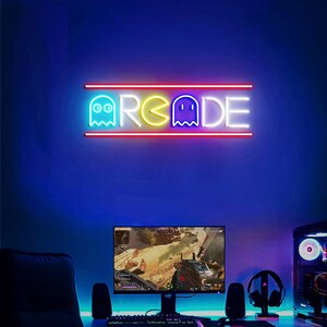Retro Arcade Neon Sign, Arcade Man-cave LED Light Sign, Retro Game Room ...