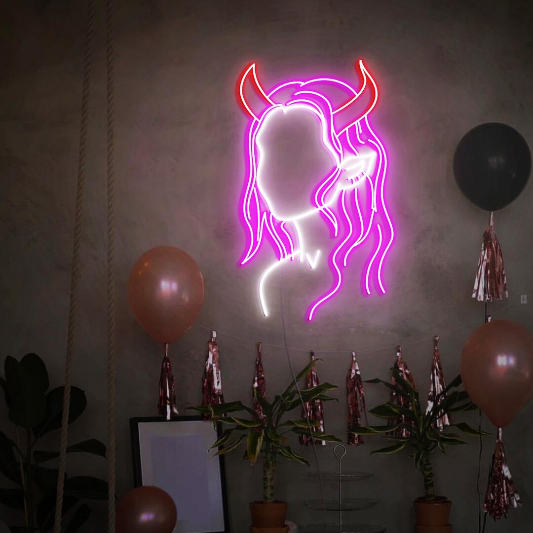 Demon Girl Neon Sign, Devil Girl Room Wall Decor, Goth Girl Gift, Dark ...