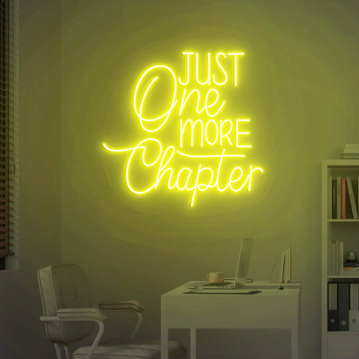 Just One More Chapter Neon Sign, Book Room Decor, Reading Room Wall ...