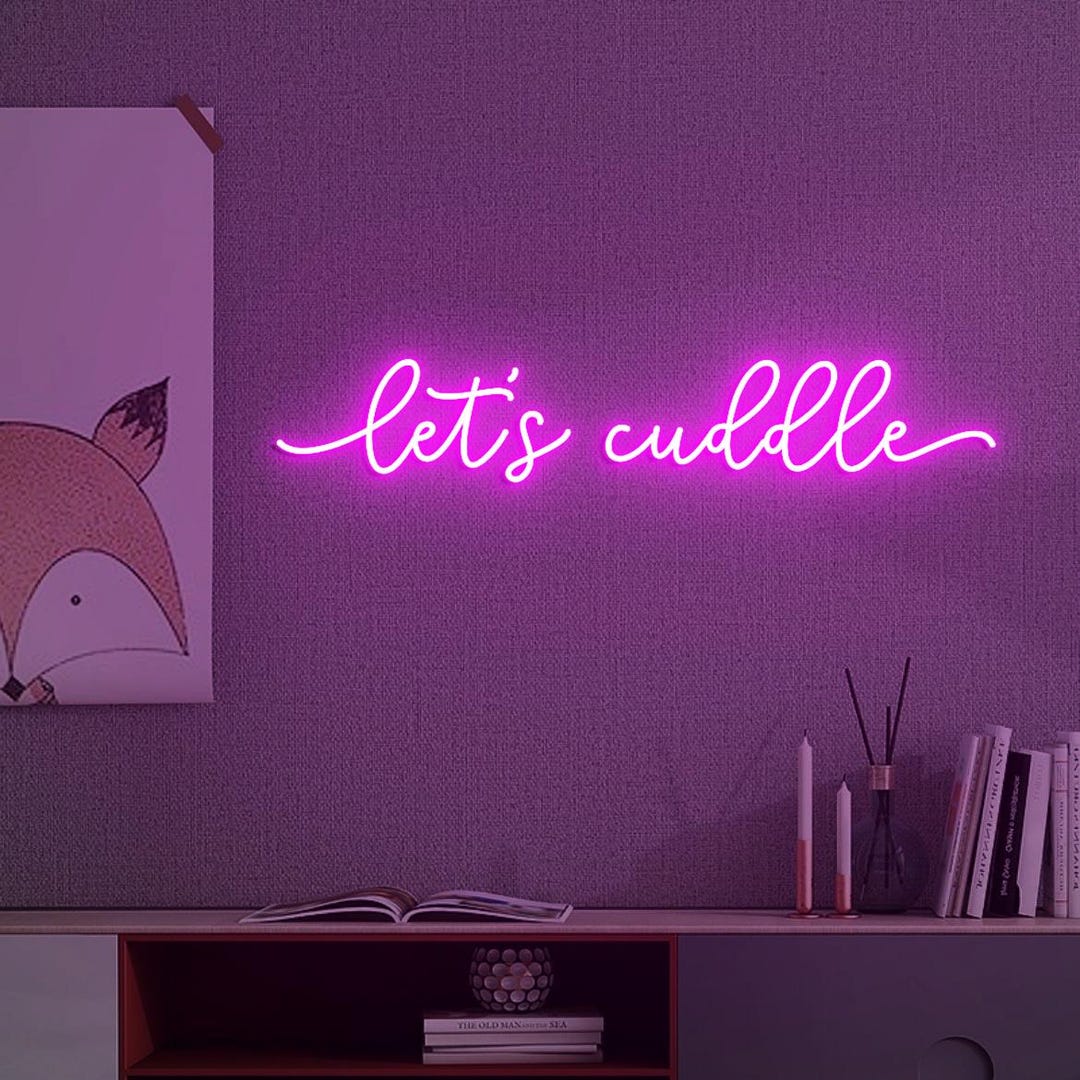 Let's Cuddle Sign, Cuddle Sign, Sign Bedroom Wall Decor, Above Bed Neon ...