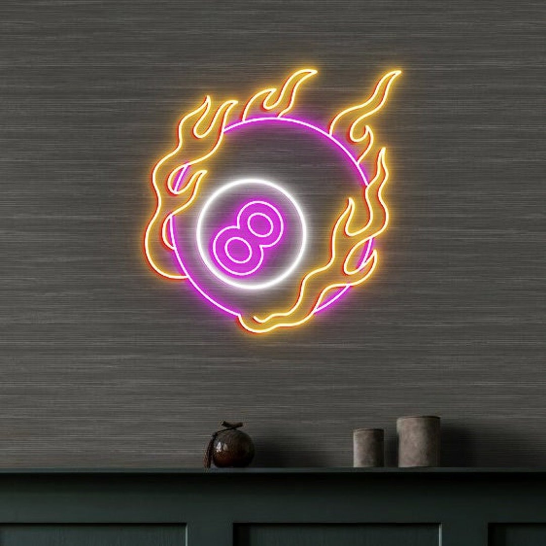 8 Ball Neon Sign, Billiards Ball Decor, 8 Ball for Bedroom Decor ...