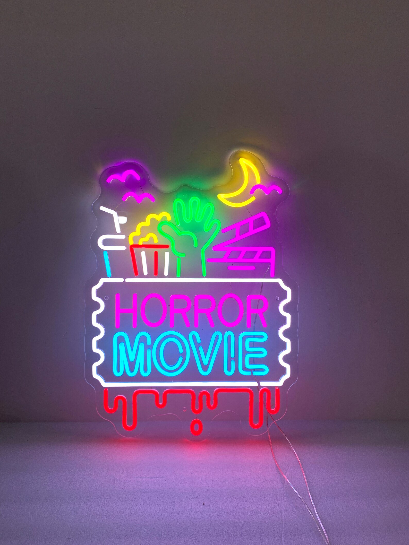 Horror Movie Neon Sign Scary Movie Neon Sign Movie Cinema - Etsy