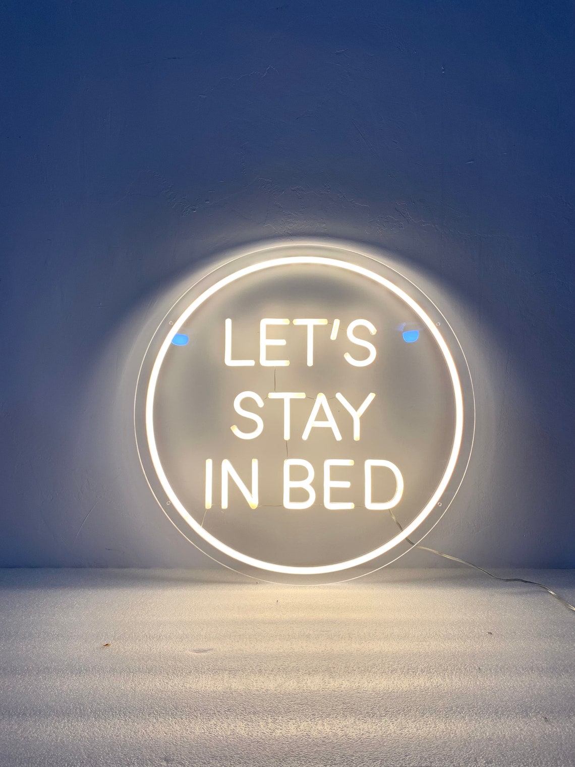 Let's Stay in Bed Neon Sign, Home Bedroom Wall Decor Sign, Above Bed ...