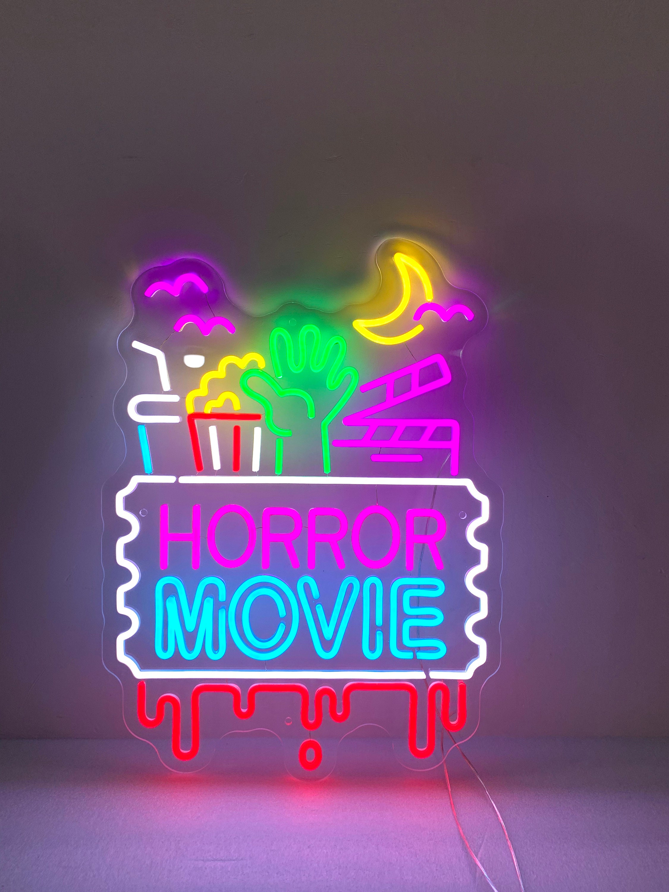 Horror Movie Neon Sign, Scary Movie Neon Sign, Movie Cinema LED Light ...