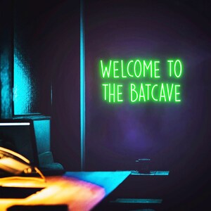 Welcome to the Batcave Neon Sign Light, Bat Cave Sign, Man Cave Decor ...