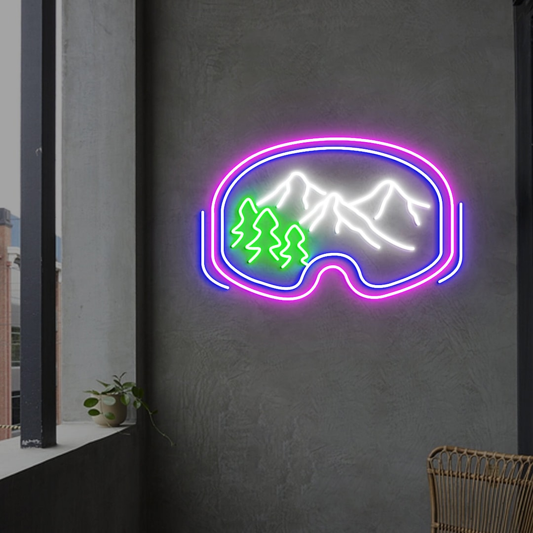 Ski Goggles Neon Sign, Ski Wall Decor, Custom Skiing Neon Sign, Best ...