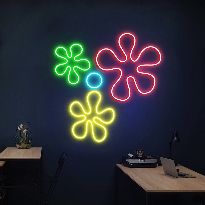 Bikini Flowers Neon Sign Spongebob Flower Led Sign Custom - Etsy