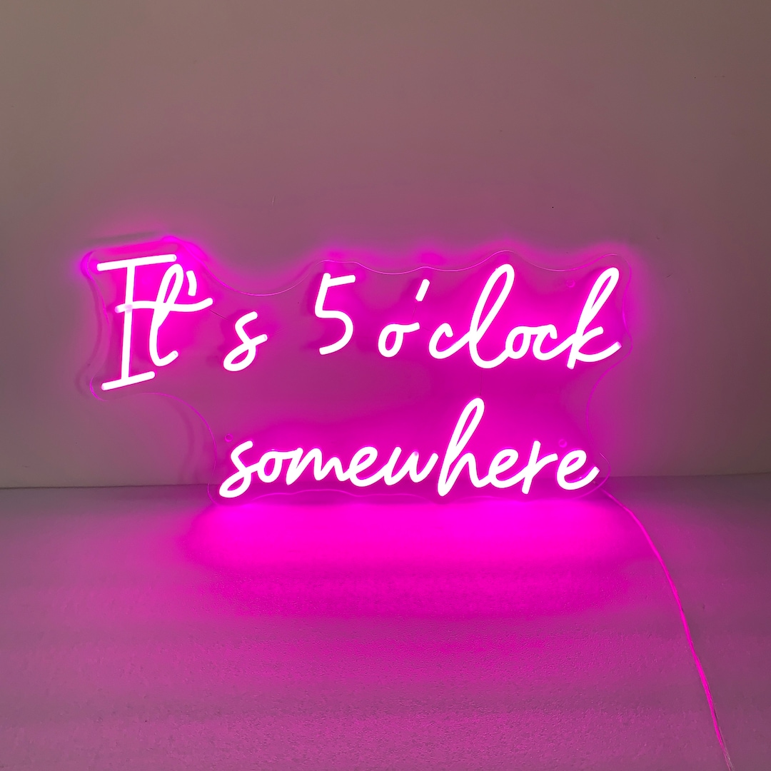It's 5 O'clock Somewhere, Led Neon Sign, Home Bar Decor, Tiki Bar Wall ...