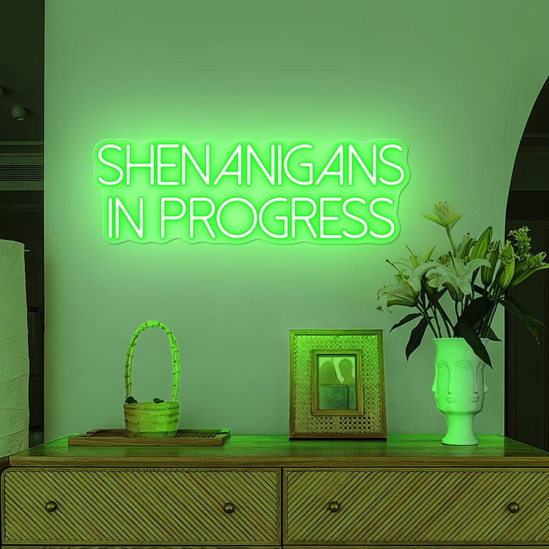 Shenanigans in Progress LED Neon Sign, Funny Shenanigans Party Decor ...