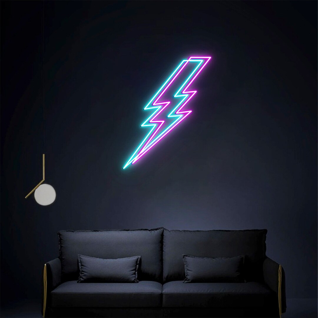 Lighting Bolt Neon Sign, Thunder Bolt Lightning Wall Decor, Custom ...