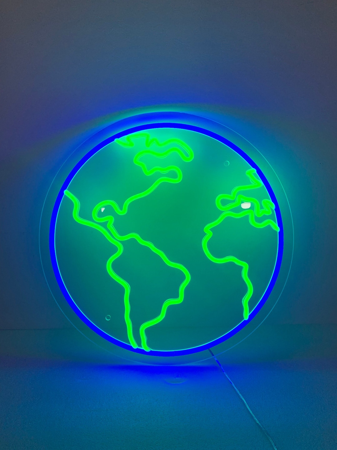 Earth Neon Sign, Earth Neon Light, Earth Planet Wall Decor, Globe World ...