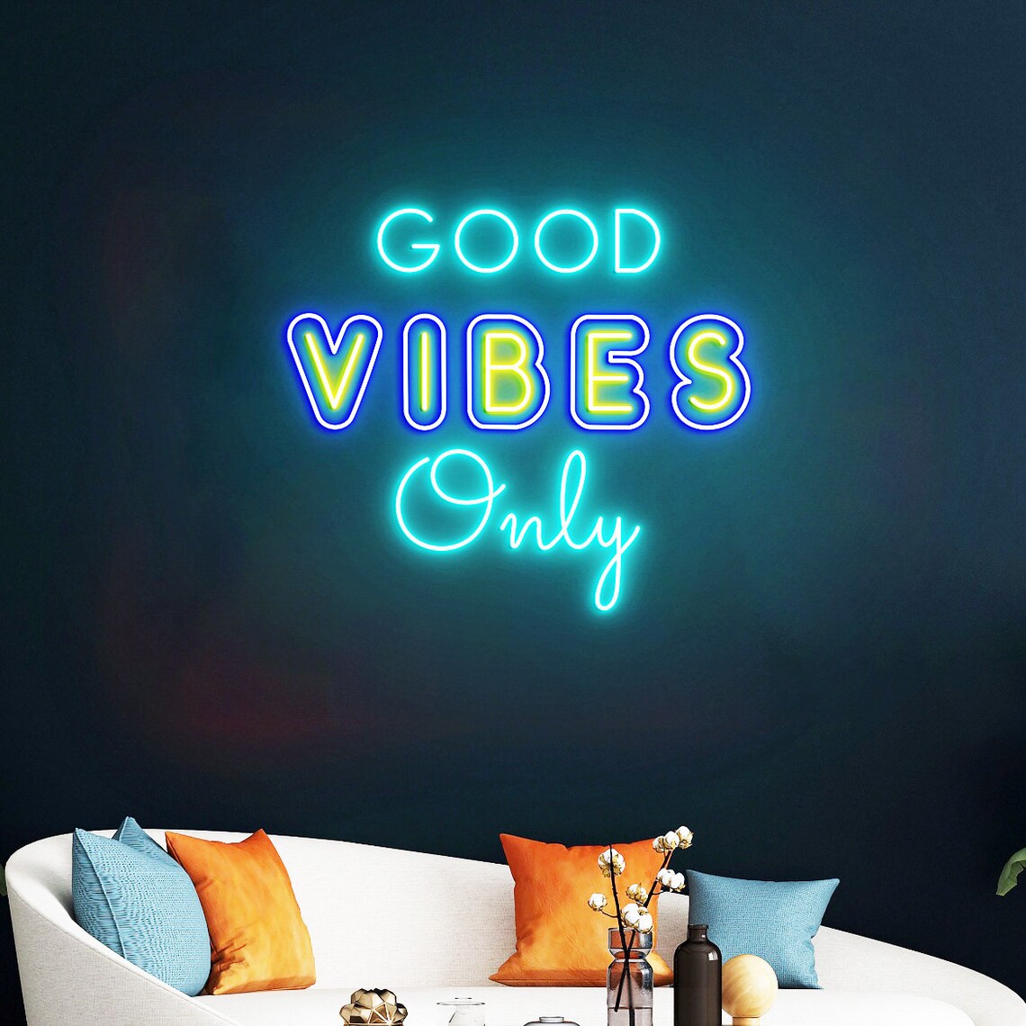 Good Vibes Only Neon Sign, Good Vibes Sign, Neon Sign for Bedroom Home ...