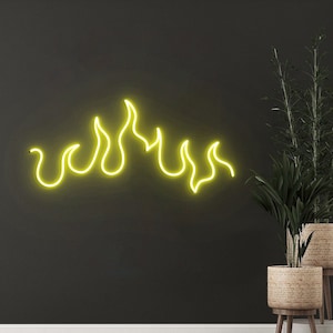Fire Flame Neon Sign, Flame Neon Light, Flame Wall Decor Art, Flame Led ...