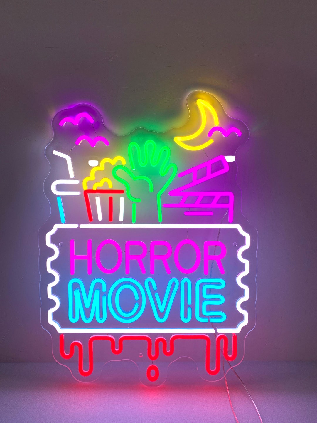 Horror Movie Neon Sign, Scary Movie Neon Sign, Movie Cinema LED Light ...
