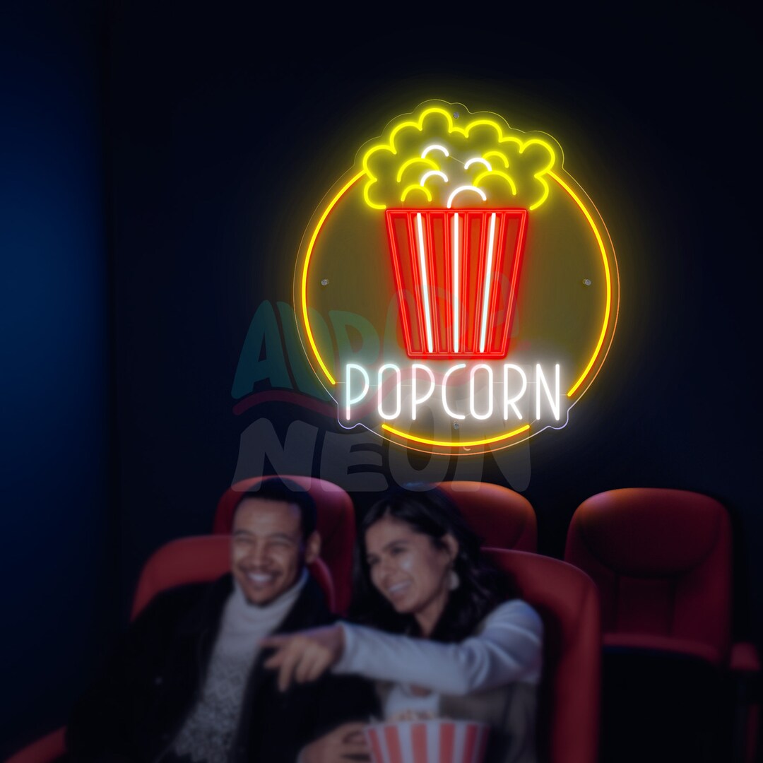 Popcorn Custom Neon Sign,popcorn Paper Box Led Neon, Cinema LED Neon ...