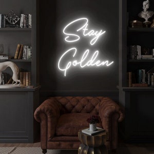Stay Golden Neon Light, Stay Golden Wall Decor, Positive Quote Wall Art ...