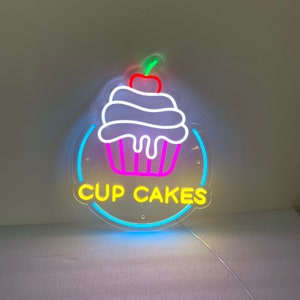 Cupcake Neon Sign, Bakery Shop Sign, Bake Shop Decor, Cupcakes Led Sign ...