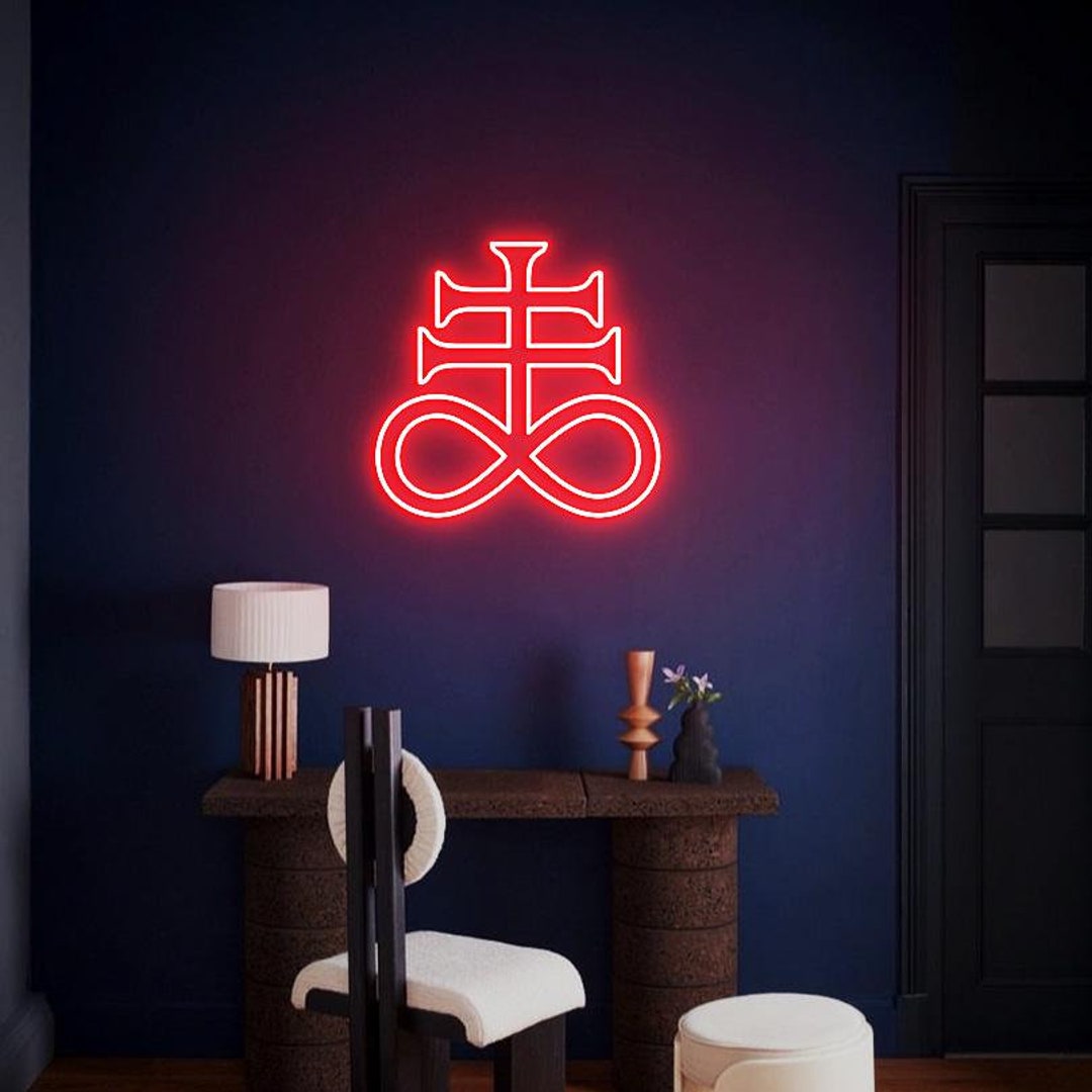 Leviathan Cross Led Neon Sign, Satanic Cross Sign, Satanic Home ...