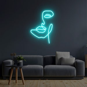 Half Face Neon Sign, Abstract Face Wall Art, Bedroom Room Wall Decor ...