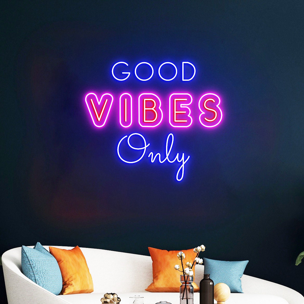 Good Vibes Only Neon Sign, Good Vibes Sign, Neon Sign for Bedroom Home ...