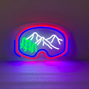 Ski Goggles Neon Sign, Ski Wall Decor, Custom Skiing Neon Sign, Best ...