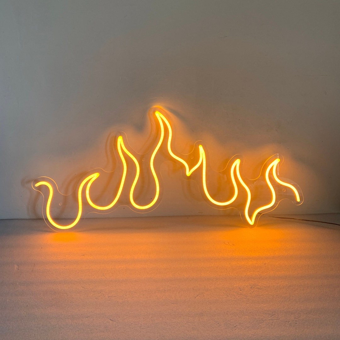 Fire Flame Neon Sign, Flame Neon Light, Flame Wall Decor Art, Flame Led ...