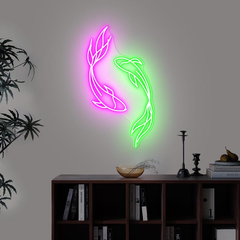 Japanese Koi Fish Yin Yang LED Neon Sign, Japanese-inspired Light Decor ...
