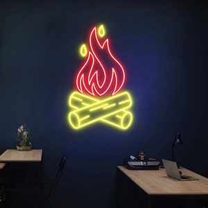 Camp Fire Led Sign, Campfire Wall Decor, Fire Neon Sign, Camping Décor ...