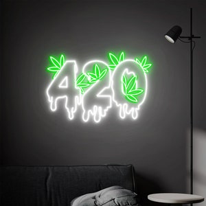 420 Weed Leaf Neon Sign, Neon Sign for Stoner Shop Decorations ...