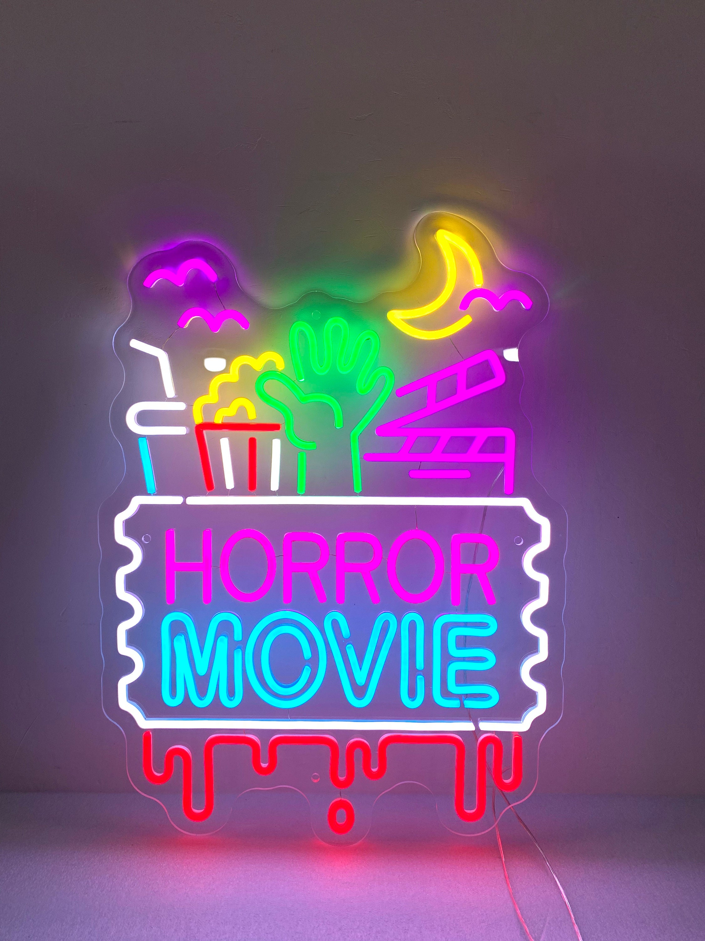 Horror Movie Neon Sign Scary Movie Neon Sign Movie Cinema - Etsy