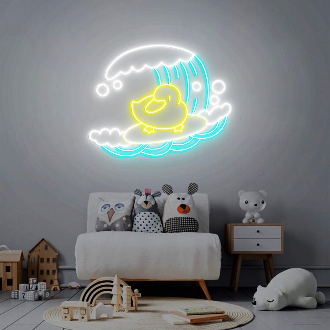 Duck Neon Sign, Surfing Duck Led Sign, Duck Room Decor, Duck Decor for ...