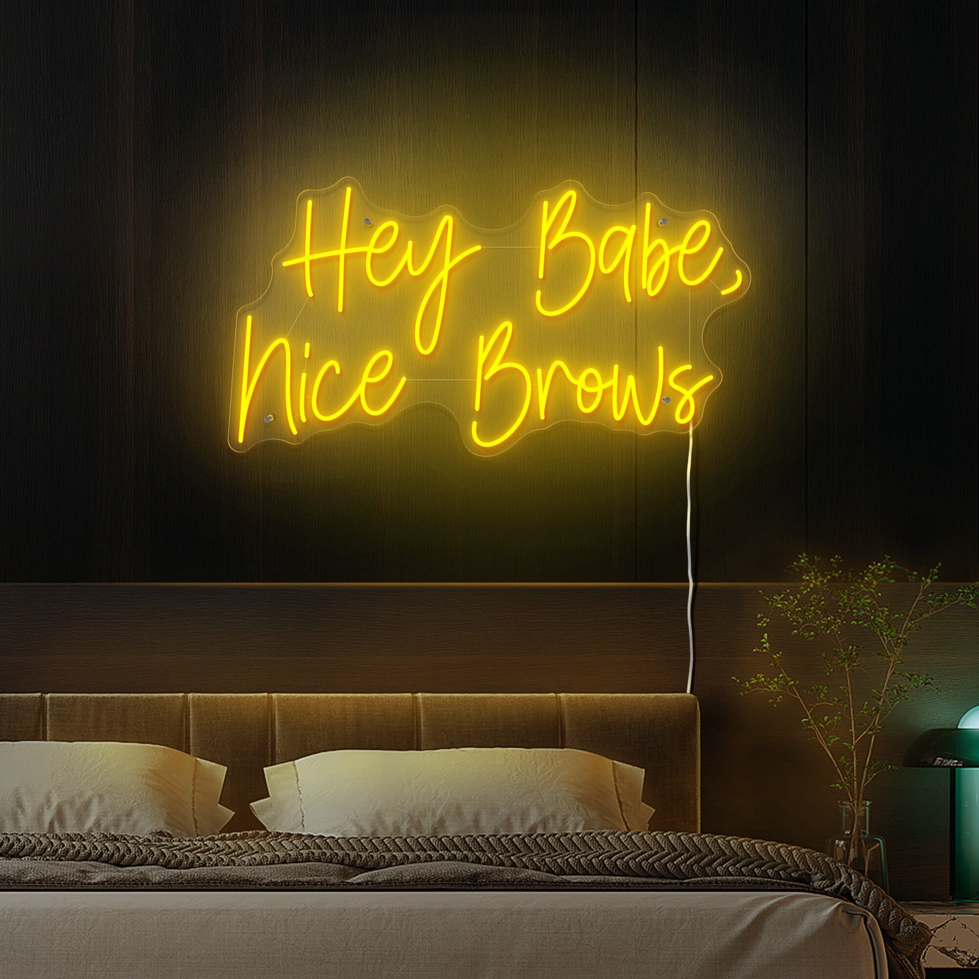 Hey Babe Nice Brows LED Neon Sign，handmade Neon Sign Eye-catching Neon ...