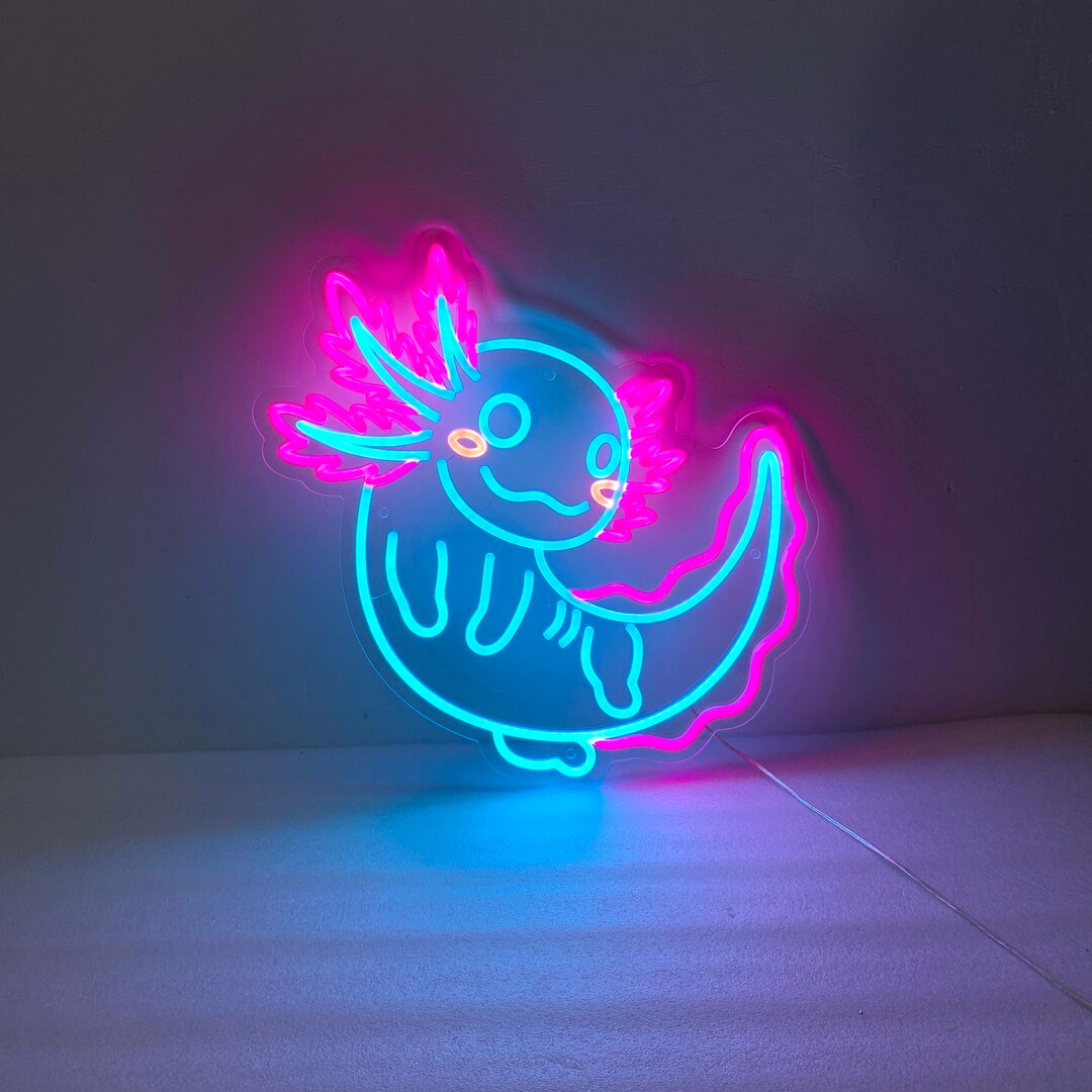 Cute Axolotl Neon Sign, Axolotl Wall Art, Handmade Axolotl Gift, Cute ...
