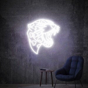 Jaguar Neon Sign, Jungle Jaguar Decor, Cat Animal Led Light, Wild ...