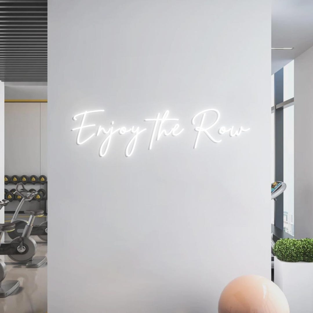 Enjoy the Row Neon Light Sign, Rowing Machine Workout Gym Wall Sign ...