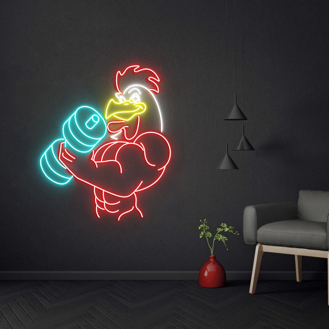 Gym Rooster Neon Sign, Rooster Do Gym, Fitness Gym Wall Decor ...
