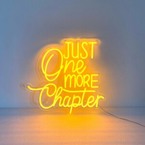 Just One More Chapter Neon Sign, Book Room Decor, Reading Room Wall ...