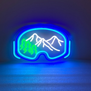 Ski Goggles Neon Sign, Ski Wall Decor, Custom Skiing Neon Sign, Best ...