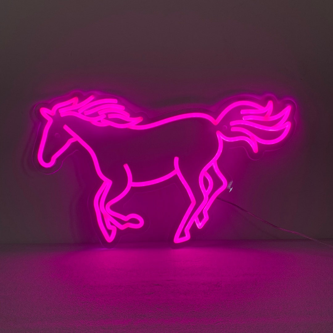 Running Horse Neon Sign, Horse Wall Decor, Pink Horse for Nursery Room ...