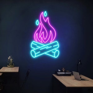 Camp Fire Led Sign, Campfire Wall Decor, Fire Neon Sign, Camping Décor ...