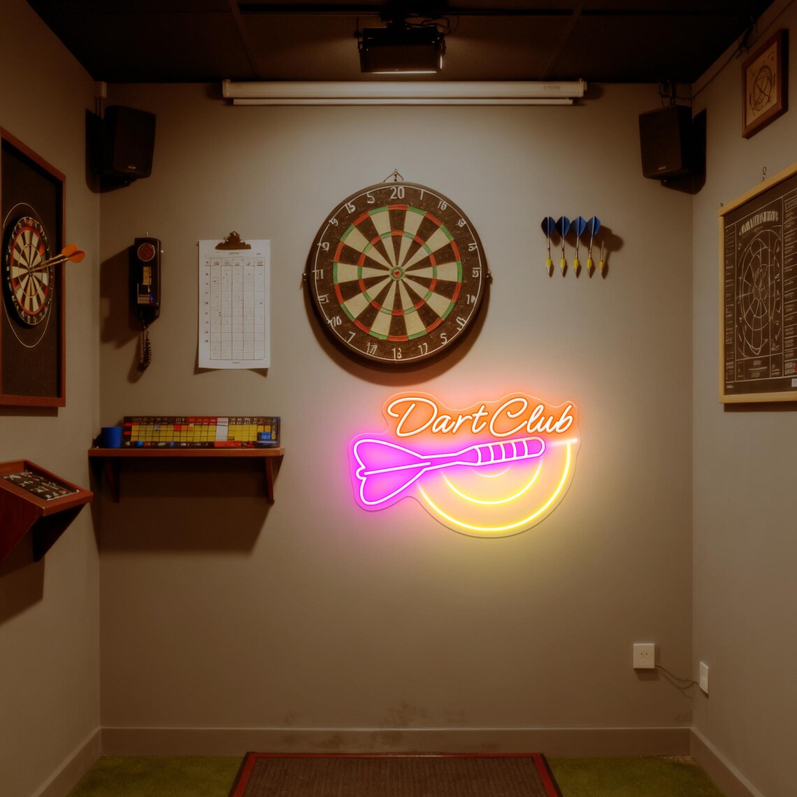Dart Club LED Neon Sign – Personalized Dart Room Decor for Players ...