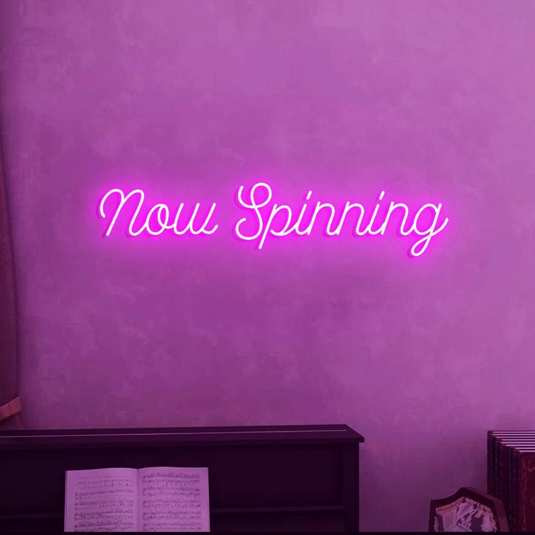 Now Spinning Neon Sign, Now Spinning Vinyl Record Wall Sign Neon Light ...