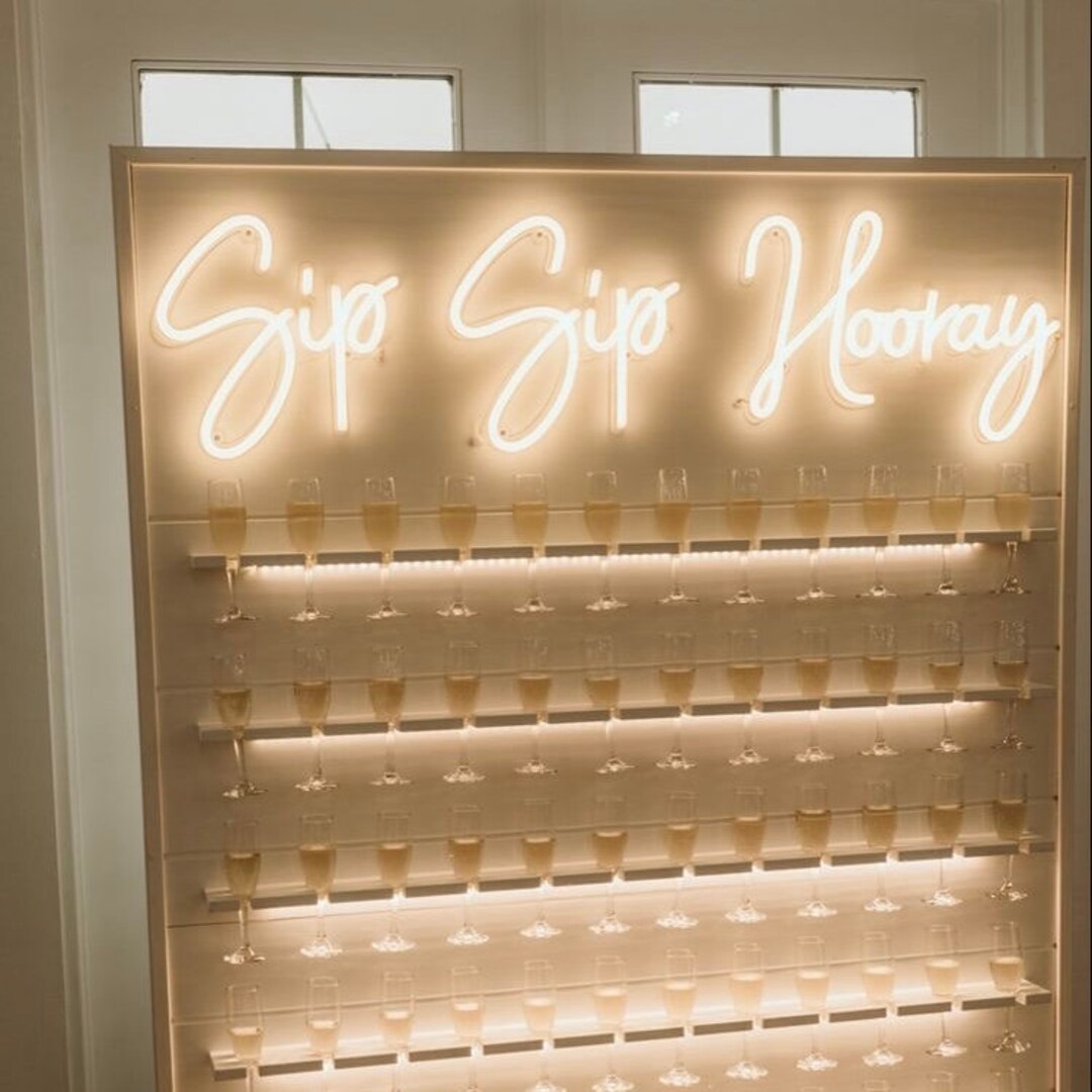 Sip Sip Hooray, Neon Light Sign, Sip Sip, Champagne Wall Decor ...