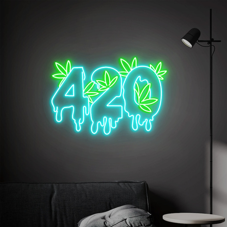 420 Weed Leaf Neon Sign, Neon Sign for Stoner Shop Decorations ...