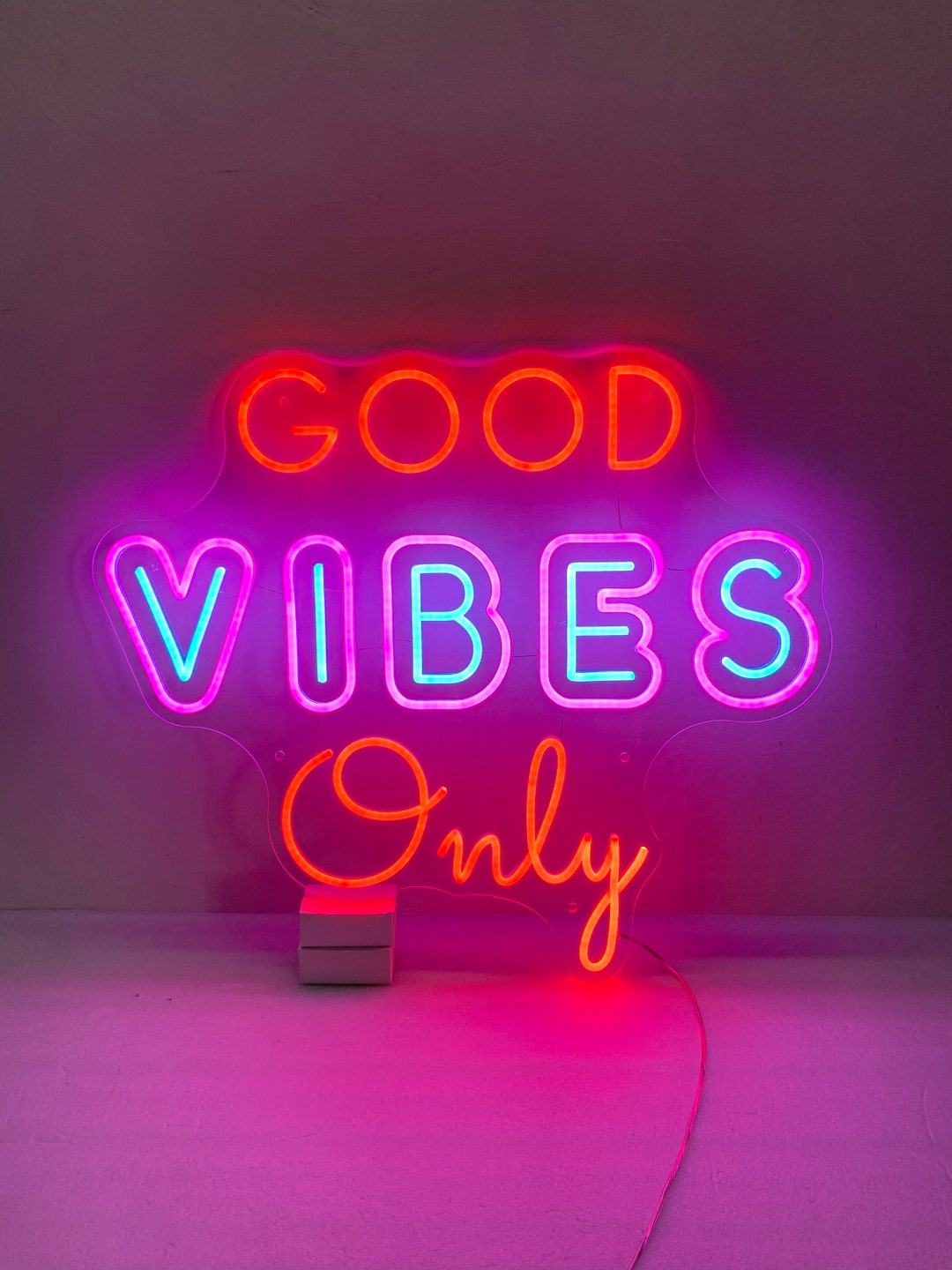 Good Vibes Only Neon Sign, Good Vibes Sign, Neon Sign for Bedroom Home ...