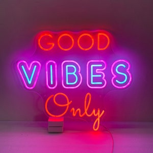 Good Vibes Only Neon Sign, Good Vibes Sign, Neon Sign for Bedroom Home ...