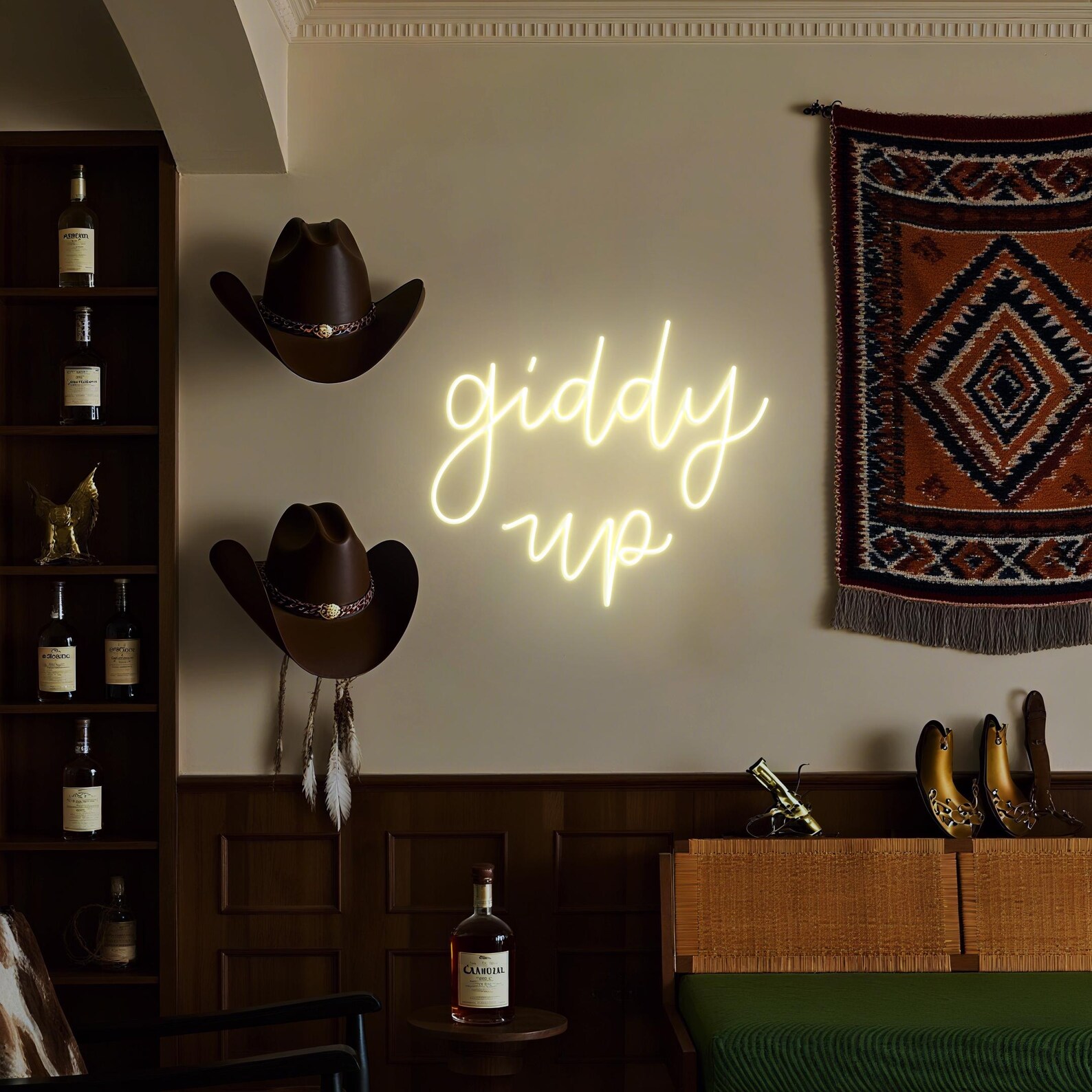 Giddy up Sign, Neon Sign for Rustic Western Wall Decor, Country ...
