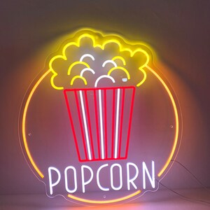 Popcorn Custom Neon Sign,popcorn Paper Box Led Neon, Cinema LED Neon ...