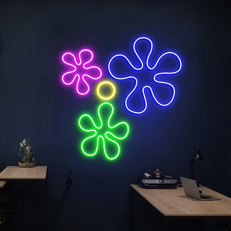 Bikini Flowers Neon Sign Spongebob Flower Led Sign Custom - Etsy